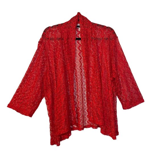 BonWorth | Swim | Bonworth Bw Red Lace Open Front Cardigan Swim Cover ...